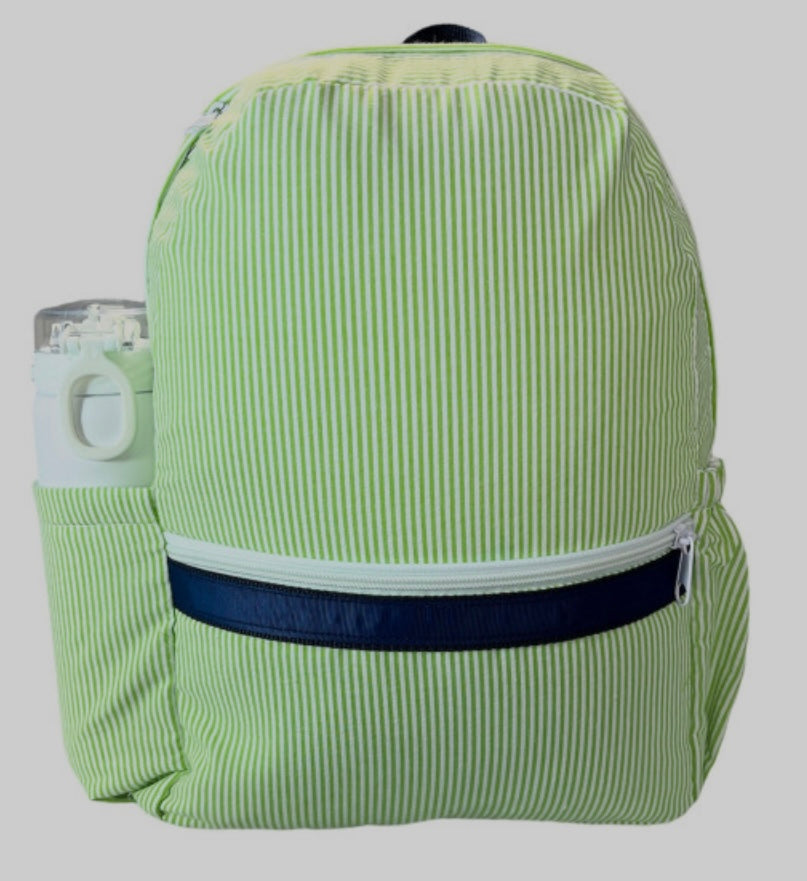 Oh Mint Medium Backpack with Pockets - Grasshopper Seersucker – Lakely ...