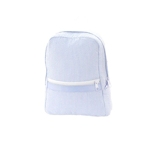 Oh Mint Small Backpack- Baby Blue Seersucker – Lakely Claire Boutique